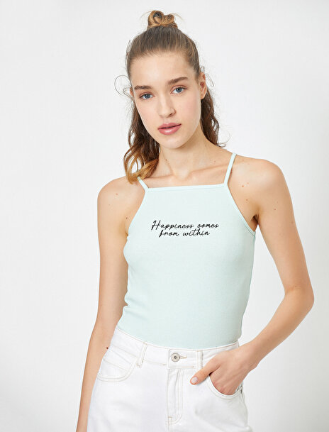 Koton Kadın Askılı Kolsuz Yazılı Baskılı Atlet