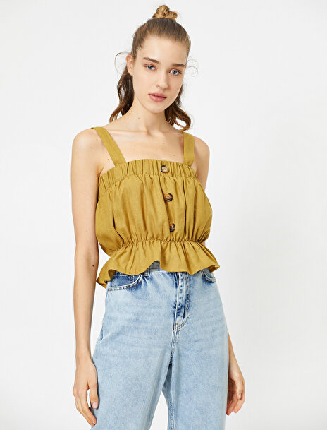 Koton Ole Genç Kız Askılı Düğme Detaylı Atlet