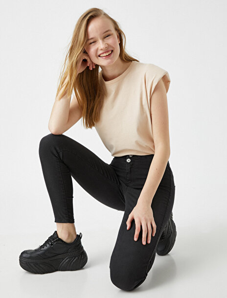 Koton Ole Genç Kız Legging Jean -Yüksek Bel Dar Kesim Dar Paça Pantolon