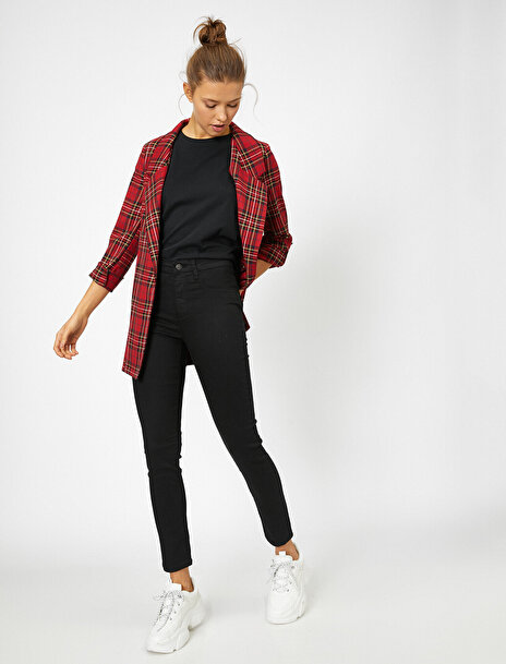 Koton Kadın Legging Jean -Yüksek Bel Dar Kesim Dar Paça Pantolon