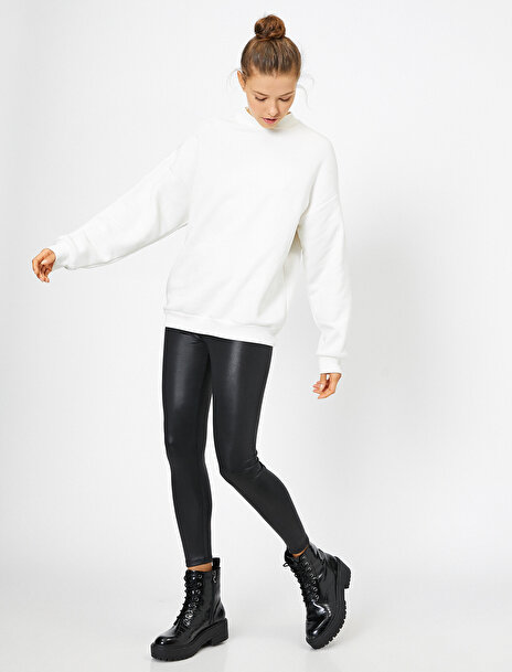 Koton Kadın Suni Deri Basic Tayt