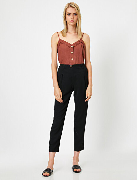 Koton Kadın Pileli Cepli Yüksek Bel Pantolon