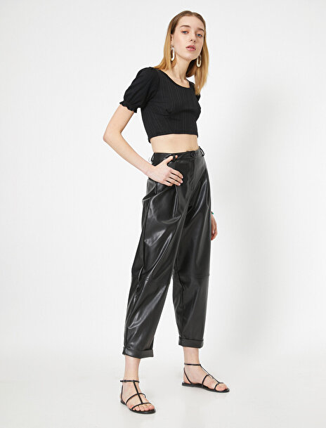 Koton Ole Genç Kız Yüksek Bel Suni Deri Pantolon