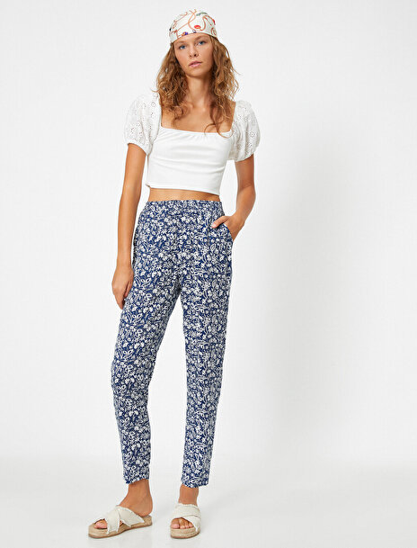 Koton Ole Genç Kız Yüksek Bel Cepli Etnik Desenli Pantolon