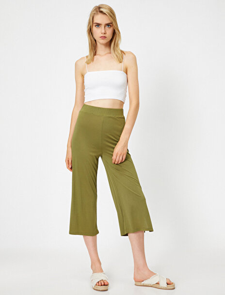 Koton Kadın Yüksek Bel Crop Paça Pantolon