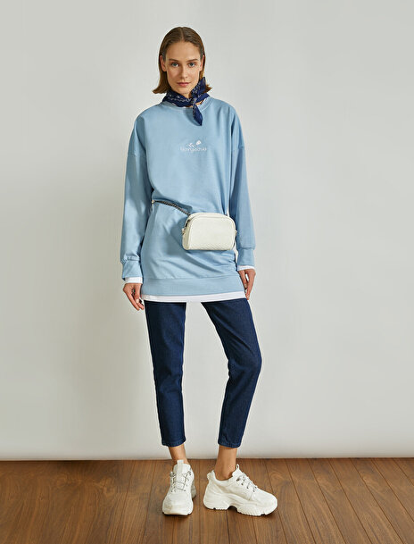 Koton Kadın Bisiklet Yaka Yazılı Baskılı Uzun Kollu Sweatshirt