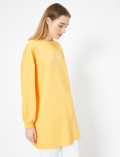 Koton Kadın Bisiklet Yaka Uzun Kollu Yazılı Baskılı  Sweatshirt