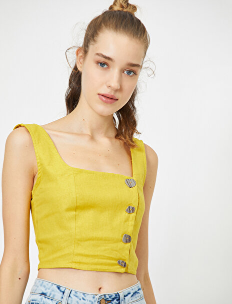 Koton Ole Genç Kız Askılı Kolsuz Düğme Detaylı Bluz