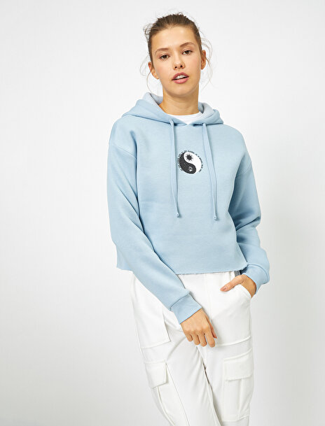 Koton Kadın Kapüşonlu Mistik Baskılı Sweatshirt