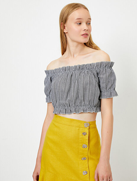 Koton Ole Genç Kız Omuz Dekolteli Kısa Kollu Crop Top