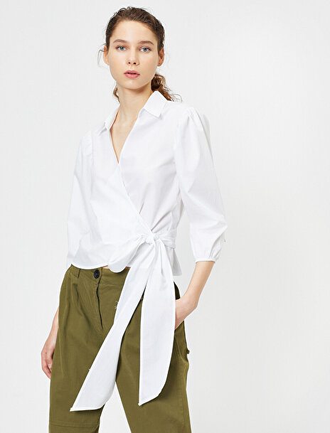 Koton Kadın Bağlama Detaylı Kruvaze Bluz