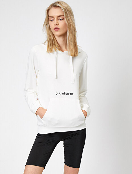 Koton Kadın Kapüşonlu Cep Detaylı Oversize Sweatshirt