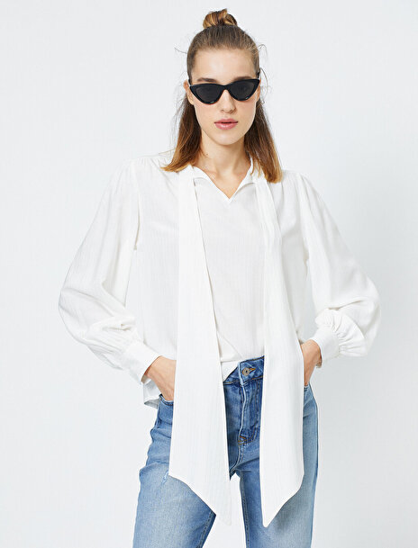 Koton Kadın Fular Yaka Uzun Kollu Bluz