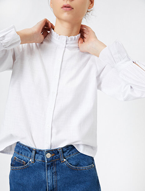 Koton Kadın Yüksek Yaka Gömlek Koton Kadın Yüksek Yaka Gömlek