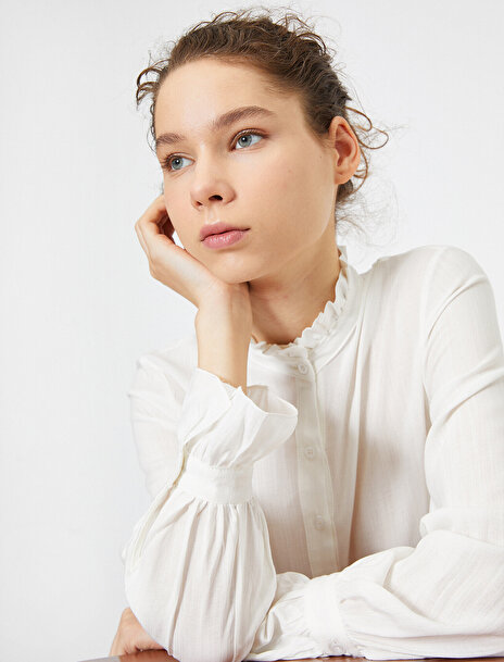 Koton Kadın Yüksek Yaka Gömlek Koton Kadın Yüksek Yaka Gömlek