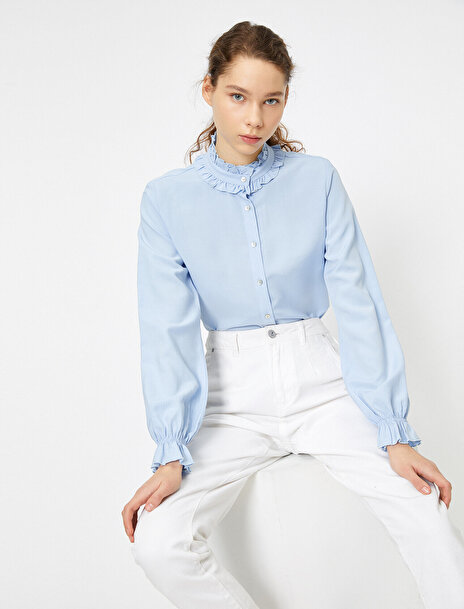 Koton Kadın Yakası Fırfır Detaylı Gömlek