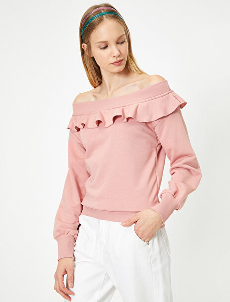 Koton Kadın Omzu Açık Fırfırlı Sweatshirt Koton Kadın Omzu Açık Fırfırlı Sweatshirt