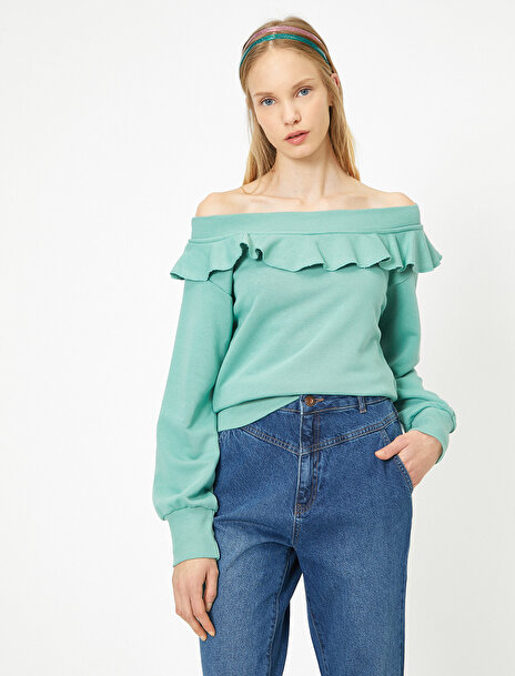 Koton Kadın Omzu Açık Fırfırlı Sweatshirt Koton Kadın Omzu Açık Fırfırlı Sweatshirt