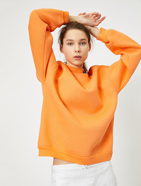 Koton Ole Genç Kız Dik Yaka Basic Oversize Sweatshirt