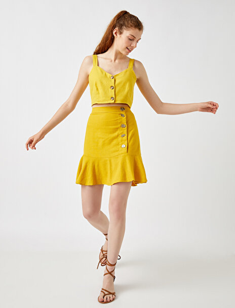 Koton Ole Genç Kız Keten Karışımlı Yüksek Bel Etek Koton Ole Genç Kız Keten Karışımlı Yüksek Bel Etek