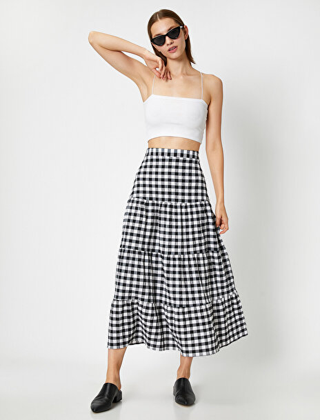 Koton Ole Genç Kız Yüksek Bel Kareli Etek