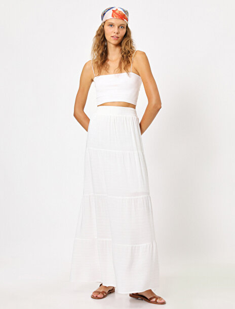 Koton Ole Genç Kız Volanlı Yüksek Bel Poplin Etek