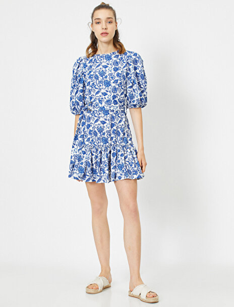 Koton Ole Genç Kız Bisiklet Yaka Kısa Kollu Mini Elbise