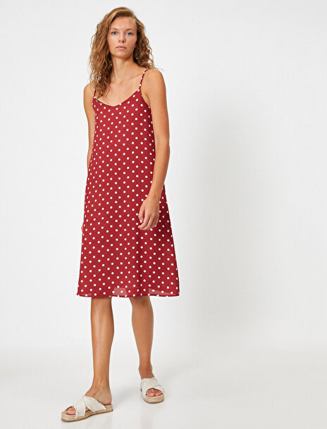 Koton Ole Genç Kız İnce Askılı Puantiyeli Elbise