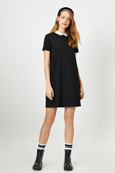 Koton Kadın Gömlek Yaka Kısa Kollu Mini Elbise Koton Kadın Gömlek Yaka Kısa Kollu Mini Elbise