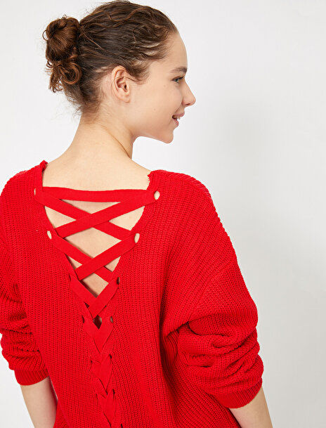 Koton Kadın Sırt Detaylı Triko Kazak