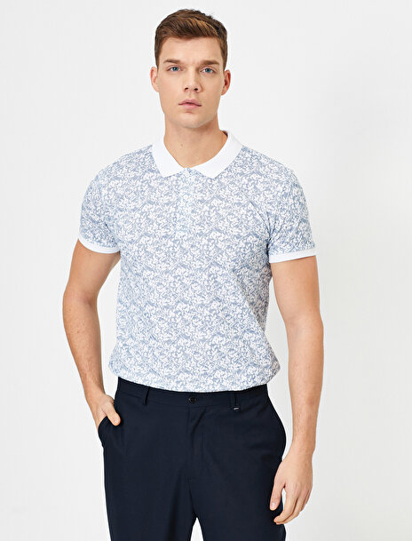 Koton Erkek Polo Yaka Geometrik Desenli Slim Fit Tişört Koton Erkek Polo Yaka Geometrik Desenli Slim Fit Tişört