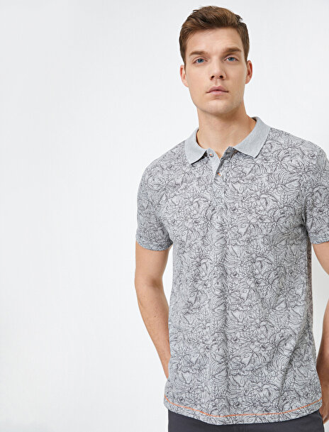 Koton Erkek Polo Yaka Kısa Kollu % Pamuklu Desenli Tişört