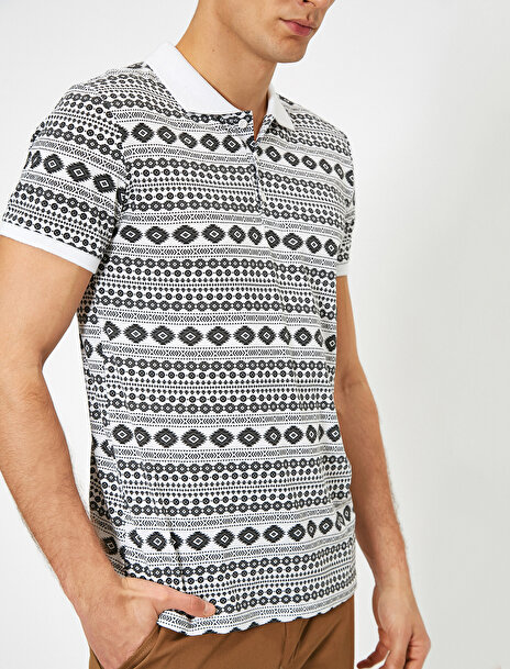 Koton Erkek Polo Yaka Etnik Desenli Süprem Kumaş Slim Fit Tişört Koton Erkek Polo Yaka Etnik Desenli Süprem Kumaş Slim Fit Tişört