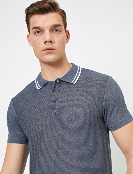 Koton Erkek Polo Yaka Dokulu Kumaş Slim Fit Tişört