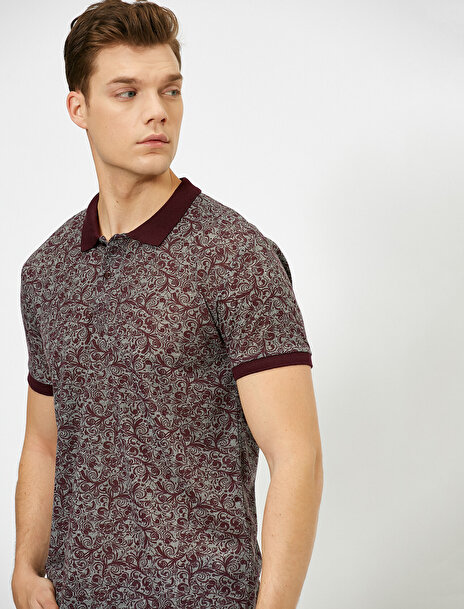 Koton Erkek Polo Yaka Çiçek Desenli Flamlı Kumaş Slim Fit Tişört Koton Erkek Polo Yaka Çiçek Desenli Flamlı Kumaş Slim Fit Tişört