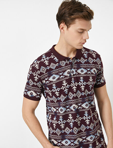 Koton Erkek Polo Yaka Etnik Desenli Pike Kumaş Slim Fit Tişört Koton Erkek Polo Yaka Etnik Desenli Pike Kumaş Slim Fit Tişört