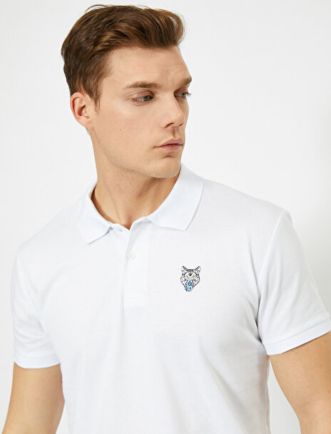 Koton Erkek Polo Yaka Göğsü Aslan İşlemeli Slim Fit Tişört