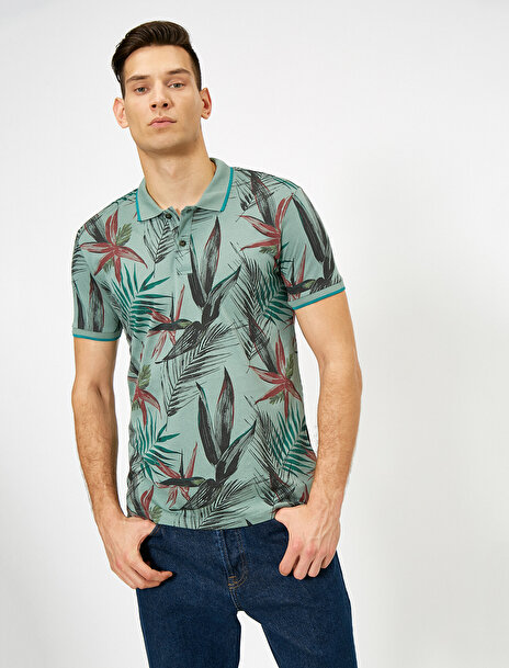 Koton Erkek Polo Yaka Çiçek Desenli Süprem Kumaş Slim Fit Tişört Koton Erkek Polo Yaka Çiçek Desenli Süprem Kumaş Slim Fit Tişört