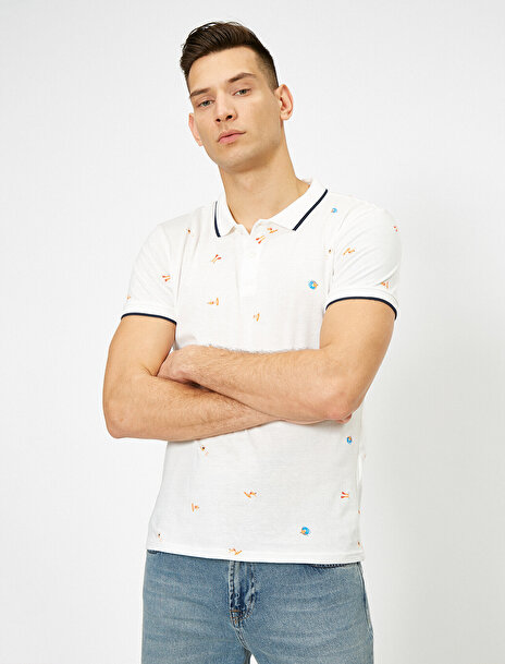 Koton Erkek Polo Yaka Kol ve Yaka Ucu Çizgili Süprem Kumaş Slim Fit Tişört