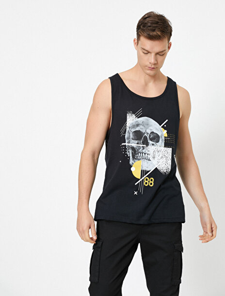 Koton Erkek Oyuk Yaka Baskılı Atlet