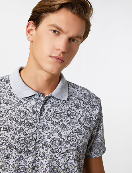 Koton Erkek Polo Yaka Etnik Desenli Süprem Kumaş Slim Fit Tişört Koton Erkek Polo Yaka Etnik Desenli Süprem Kumaş Slim Fit Tişört