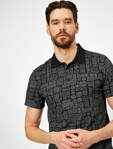 Koton Erkek Polo Yaka Etnik Desenli Süprem Kumaş Slim Fit Tişört Koton Erkek Polo Yaka Etnik Desenli Süprem Kumaş Slim Fit Tişört