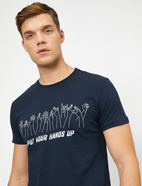 Koton Erkek Yuvarlak Yaka Yazılı Baskılı %100 Pamuk T-Shirt