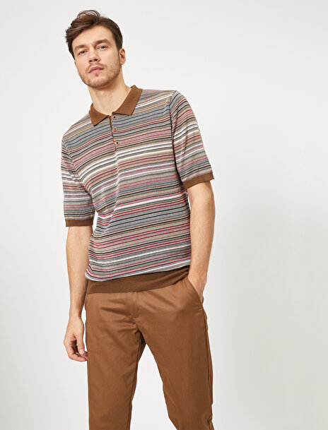 Koton Erkek Polo Yaka Jakar Desenli Regular Fit Triko Kazak Koton Erkek Polo Yaka Jakar Desenli Regular Fit Triko Kazak