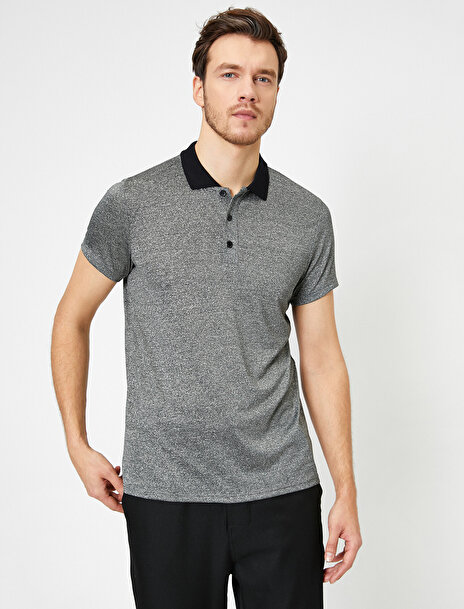 Koton Erkek Polo Yaka Muline Kumaş Kontrast Yaka Detaylı Slim Fit Tişört