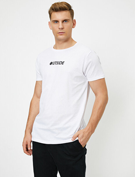 Koton Erkek Pamuklu Yazılı Baskılı Bisiklet Yaka Kısa Kollu Tişört