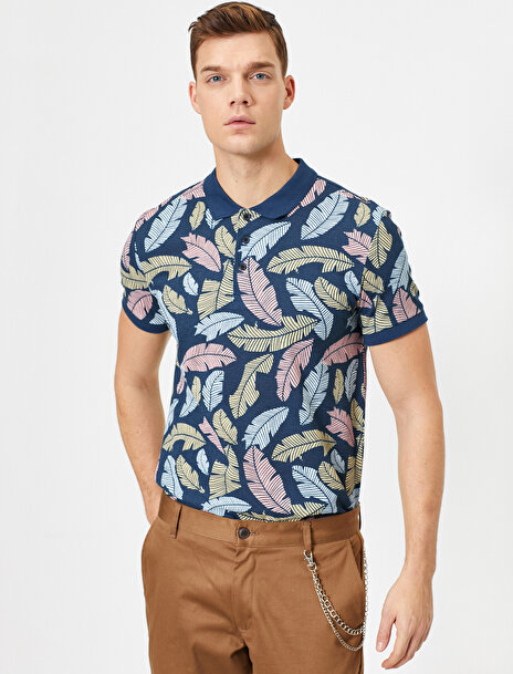 Koton Erkek Polo Yaka Yaprak Desenli Pike Kumaş Slim Fit Tişört Koton Erkek Polo Yaka Yaprak Desenli Pike Kumaş Slim Fit Tişört