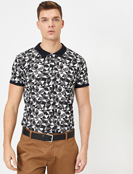 Koton Erkek Polo Yaka Geometrik Desenli Pike Kumaş Slim Fit Tişört Koton Erkek Polo Yaka Geometrik Desenli Pike Kumaş Slim Fit Tişört
