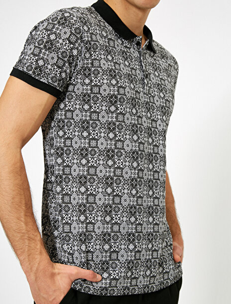 Koton Erkek Polo Yaka Etnik Desenli Pike Kumaş Slim Fit Tişört Koton Erkek Polo Yaka Etnik Desenli Pike Kumaş Slim Fit Tişört
