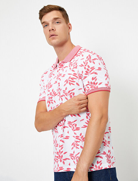 Koton Erkek Pamuklu Polo Yaka Floral Desenli Slim Tişört Koton Erkek Pamuklu Polo Yaka Floral Desenli Slim Tişört
